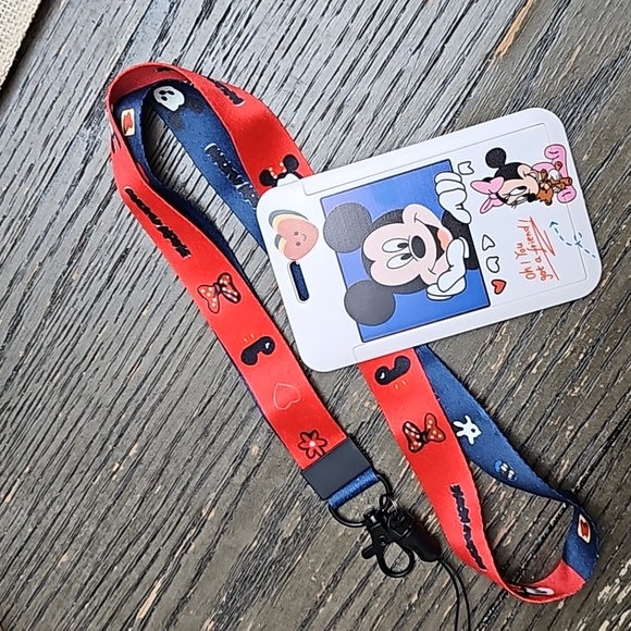 Disney | Accessories | Mickey Mouse Id Holder With Lanyard | Poshmark